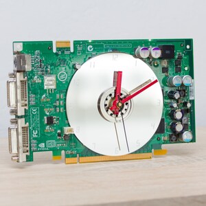 Desk Clock - Unique Office Clock, Recycled Video Card Clock - Green ...