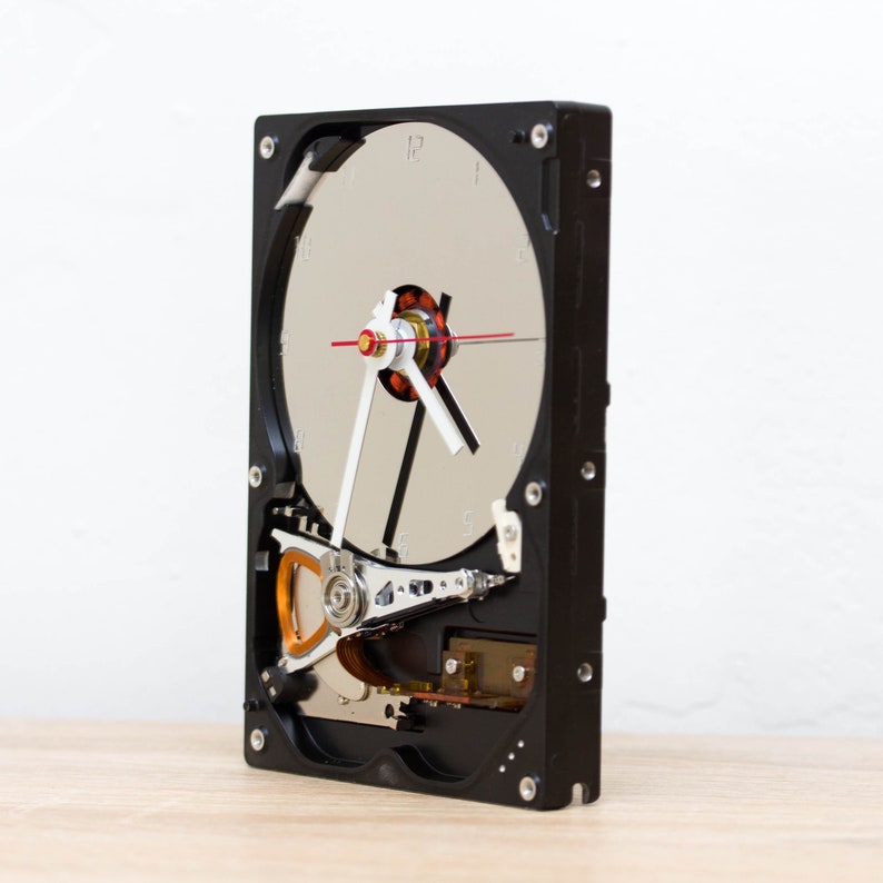 Desk clock made with recycled Computer hard drive clock HDD | Etsy