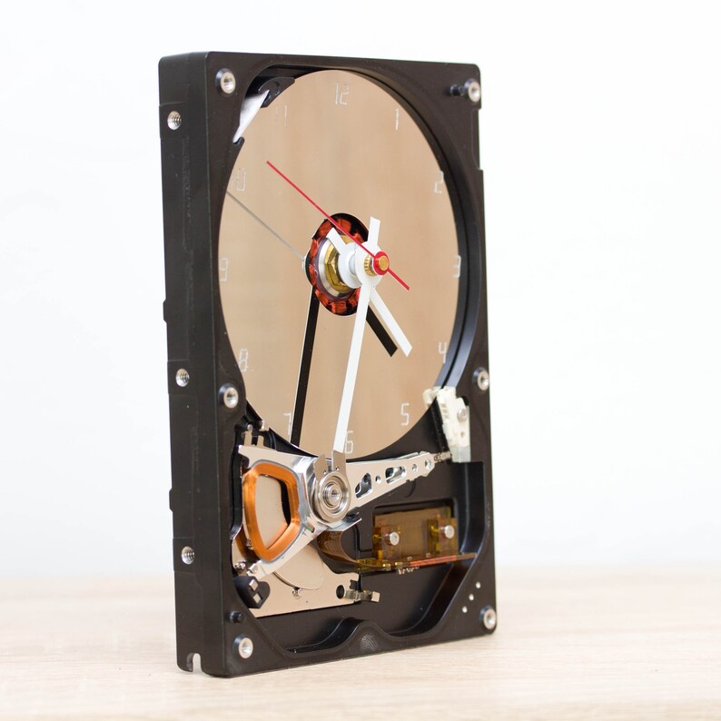 Desk clock made with recycled Computer hard drive clock HDD | Etsy