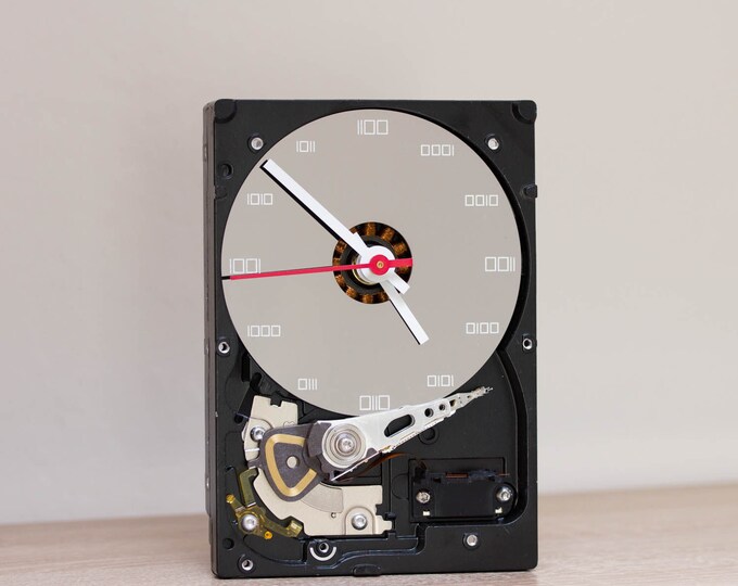 Clock for Techie Lover Desk Clock Made of a Recycled Computer Hard ...