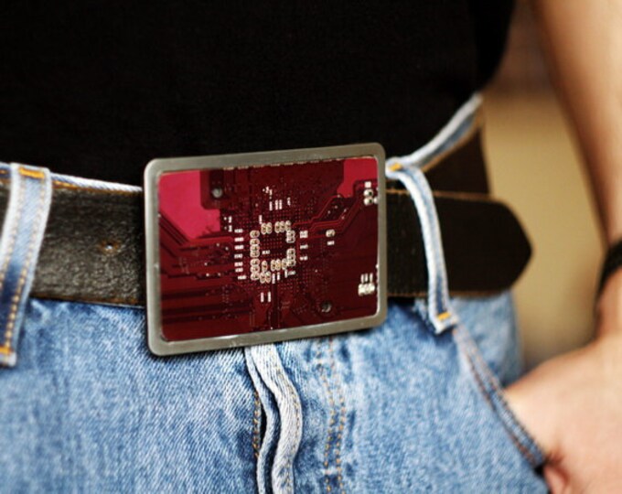 Men's Belt Buckle Big Geeky Belt Buckle Purple Circuit - Etsy