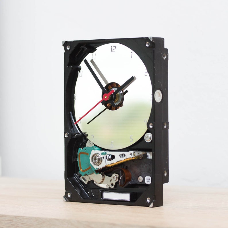 Desk clock made of a recycled Computer hard drive HDD clock | Etsy