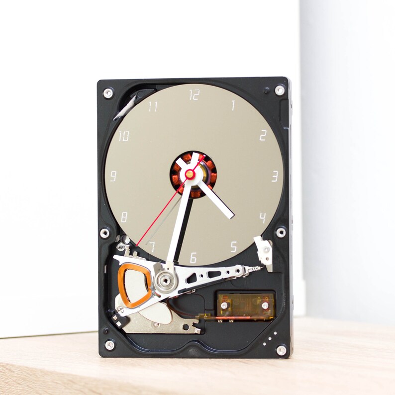 Desk clock made with recycled Computer hard drive clock HDD | Etsy