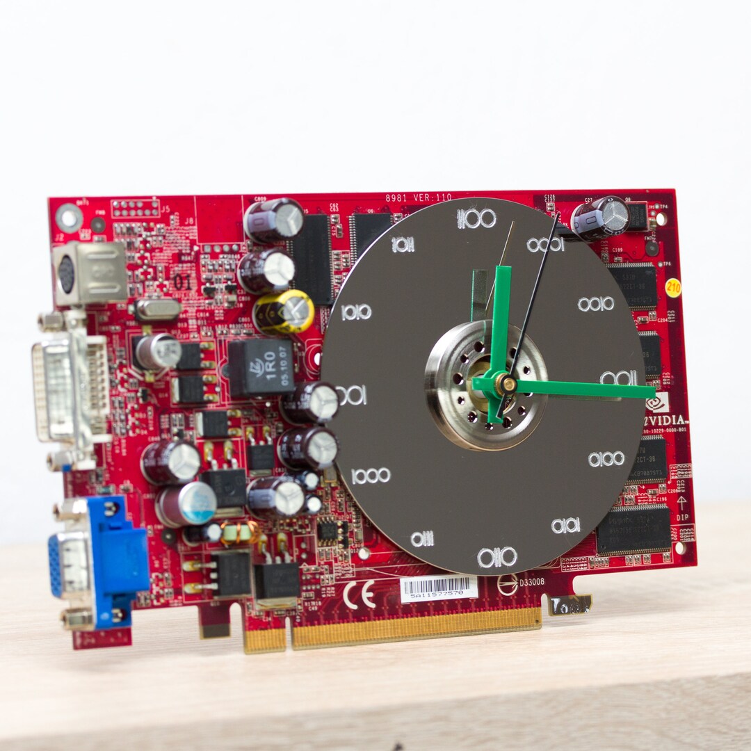 Desk Clock, Geeky Office Clock, Nerdy Gift, Recycled Video Card Clock ...