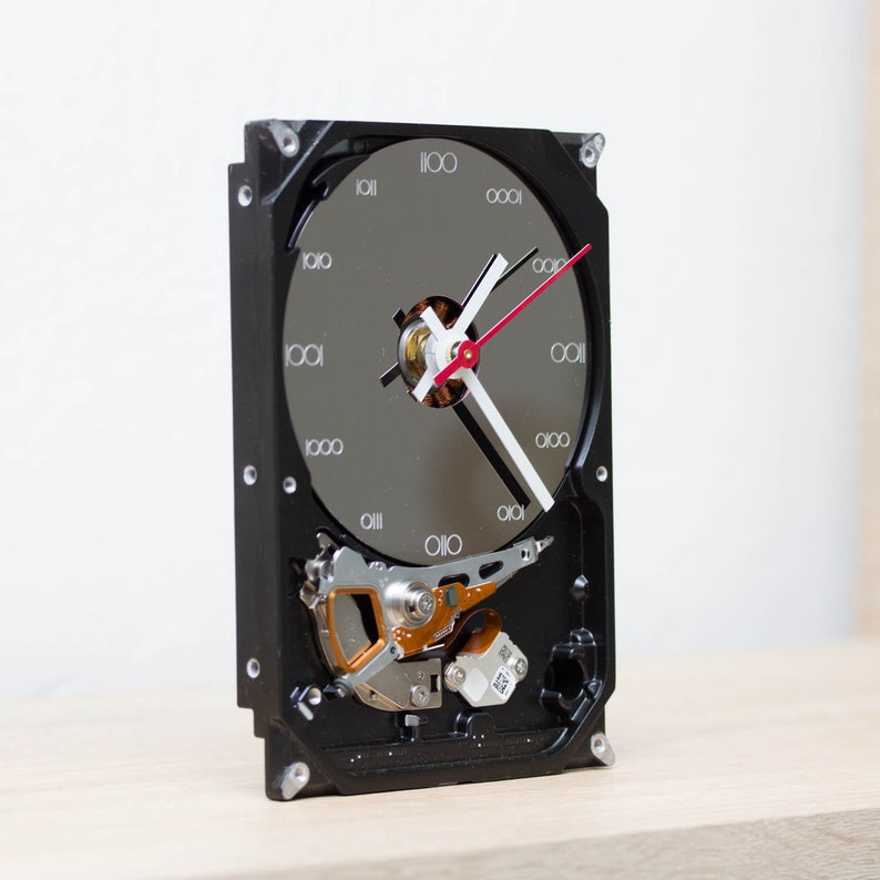 Desk clock made with recycled Computer hard drive clock HDD | Etsy