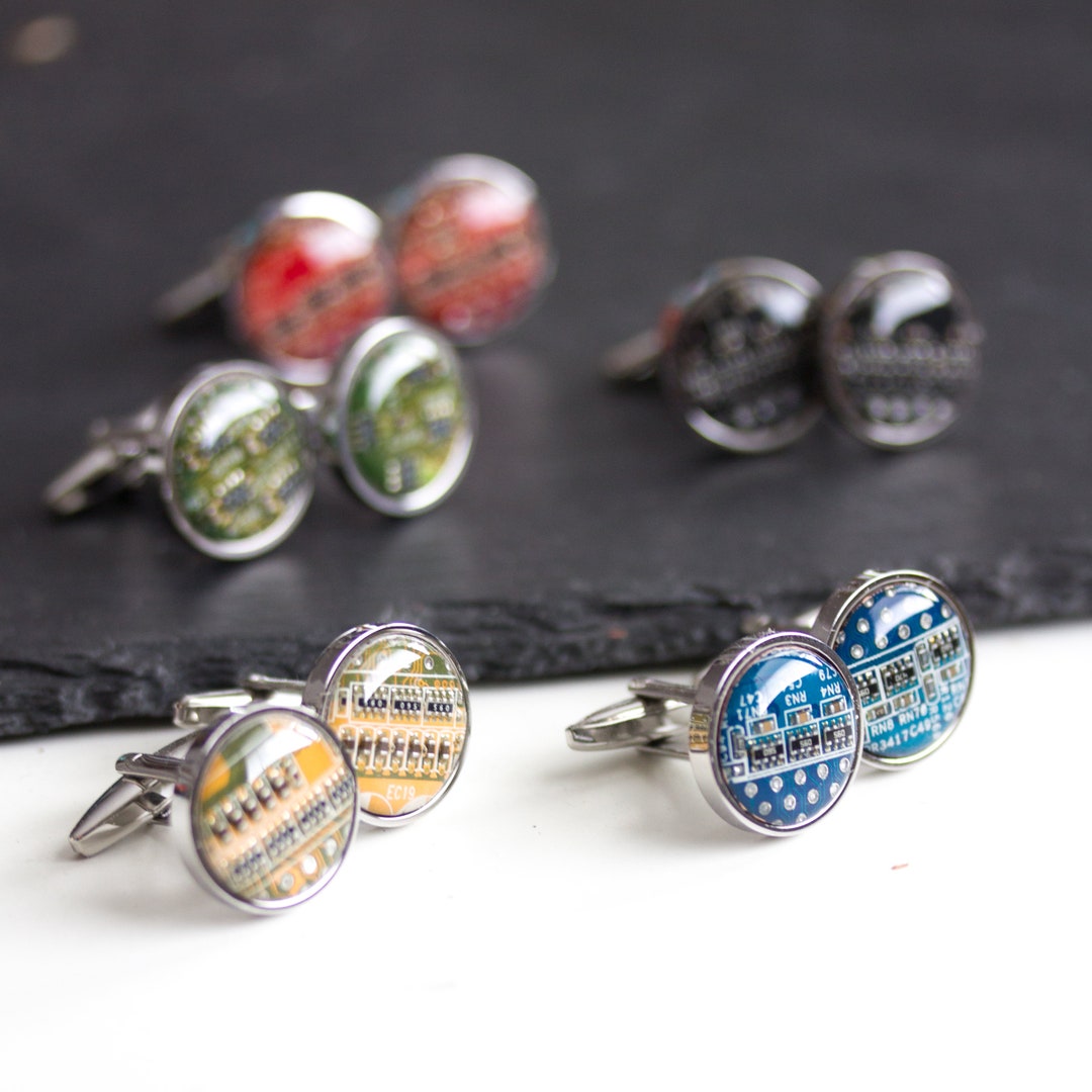 Cufflinks for Groomsmen, Circuit Board Cufflinks, Wedding Cuff Links, Stainless Steel, 16mm ...