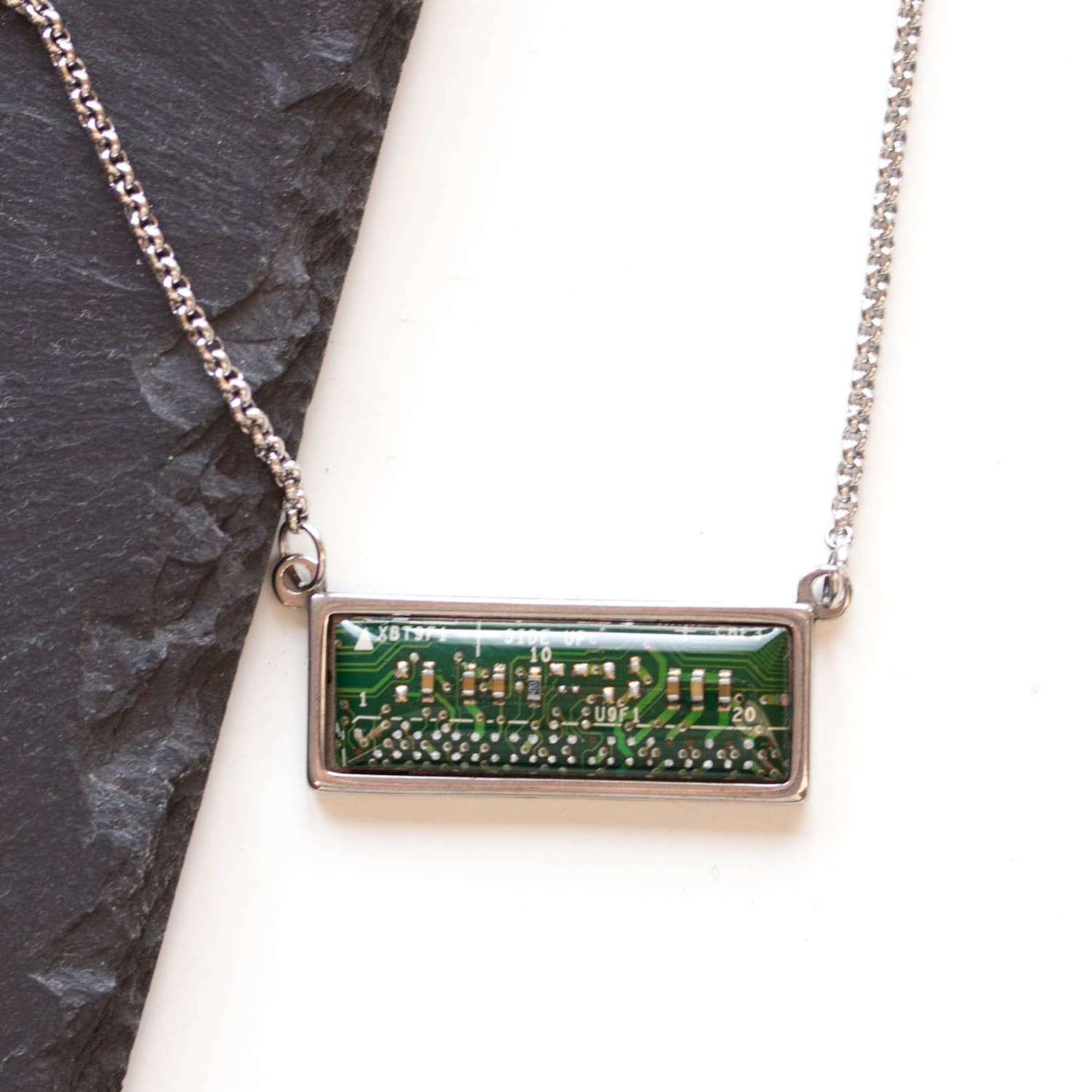 REAL Circuit board necklace small rectangle gift for | Etsy
