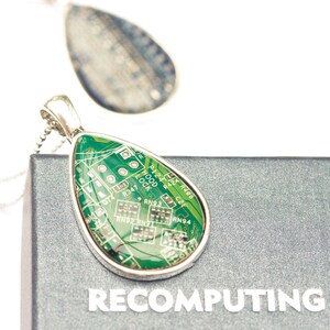Drop Necklace Made With Recycled Circuit Board Recomputing - Etsy
