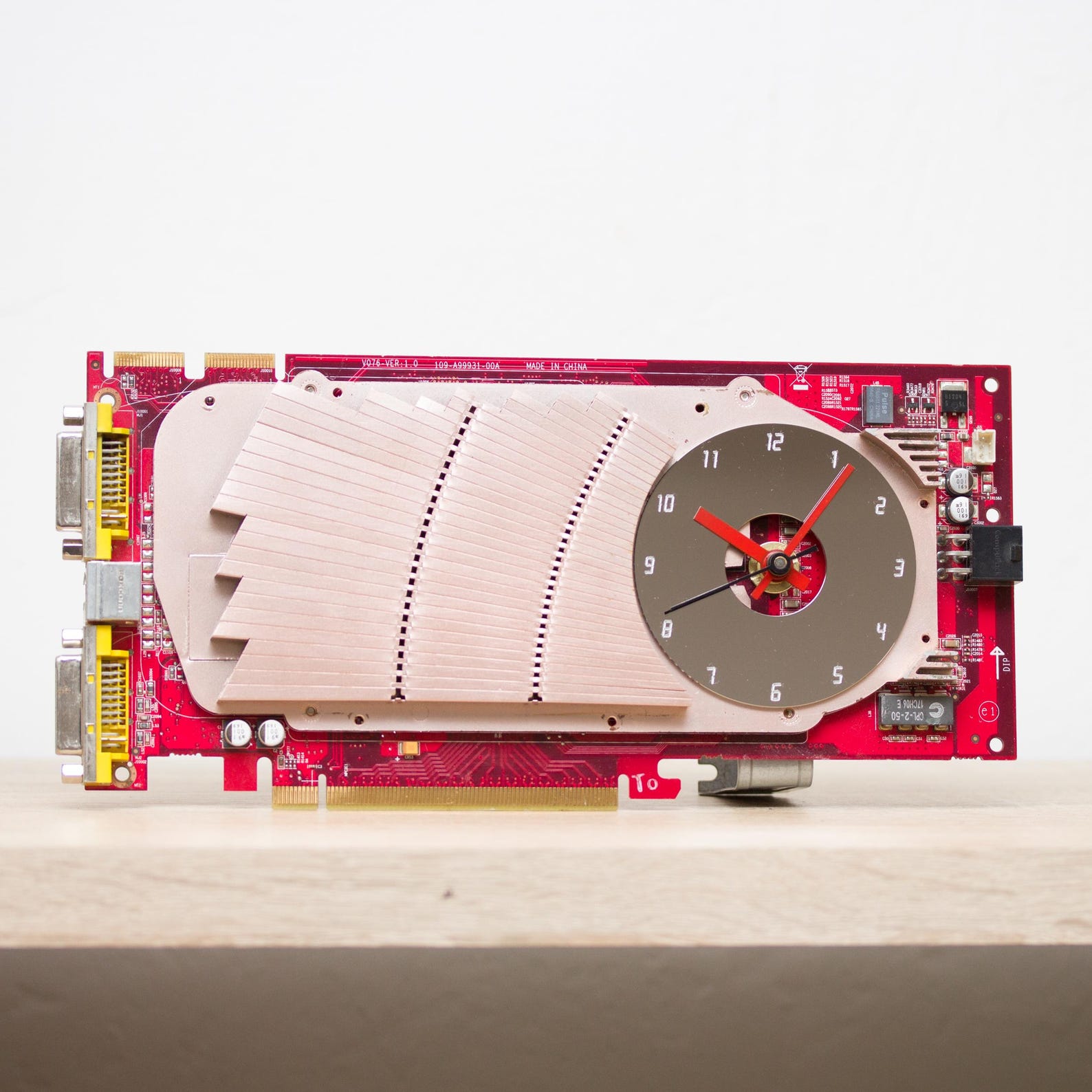 Desk Clock - Unique Office Clock, Recycled Graphics Card Clock - Red ...