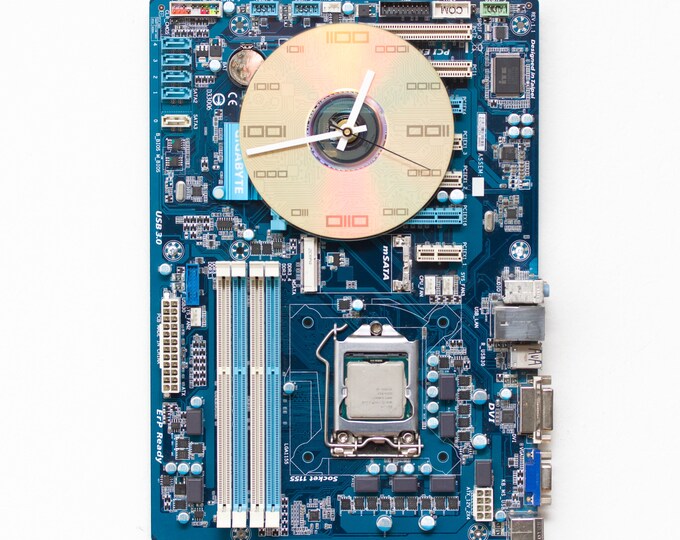 Blue Wall Clock, Recycled Computer Circuit Board Clock - Etsy