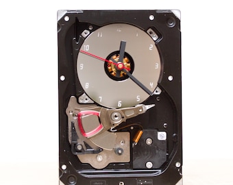 Desk Clock Made With Recycled Computer Hard Drive, HDD Clock, Gift for ...