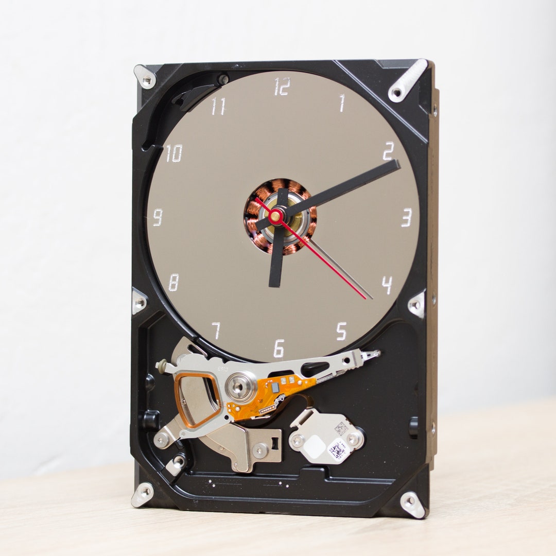 Desk Clock - Recycled Computer Hard Drive Clock, HDD Clock, Gift for ...