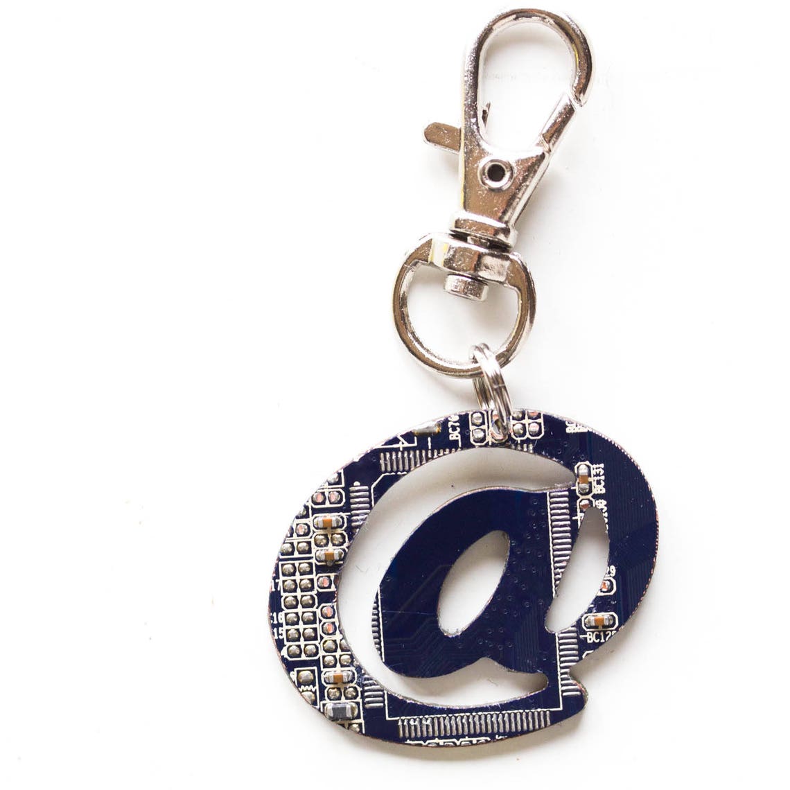 At Symbol Keychain Recycled Circuit Board Keychain Bag Tag | Etsy