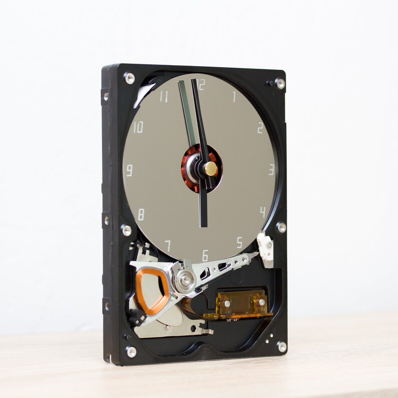 Desk Clock Made With Recycled Computer Hard Drive Clock HDD - Etsy