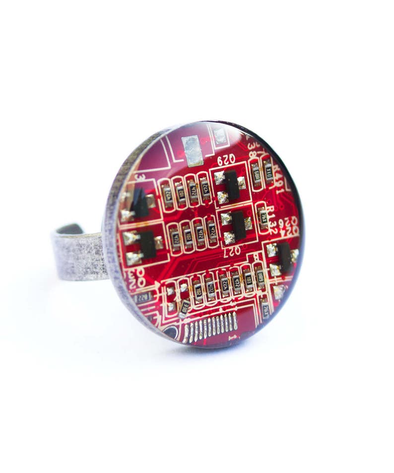Big Round Ring Circuit Board Ring Computer Jewelry | Etsy