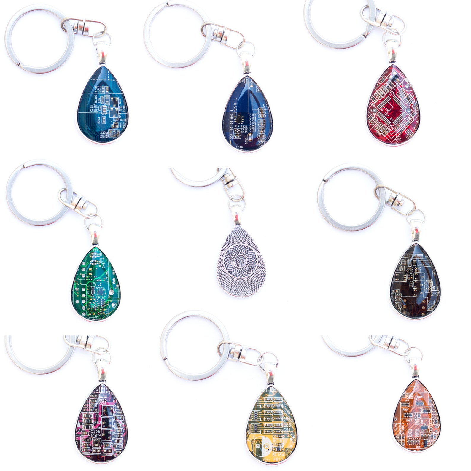 Circuit Board Keychain Geeky Gift Techie IT Drop Resin - Etsy