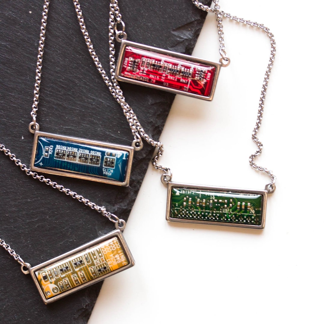 REAL Circuit Board Necklace, Small Rectangle, Gift for Computer Nerd ...
