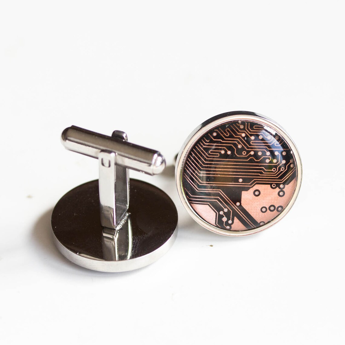 Black and Copper Cufflinks in Stainless Steeel Unique - Etsy