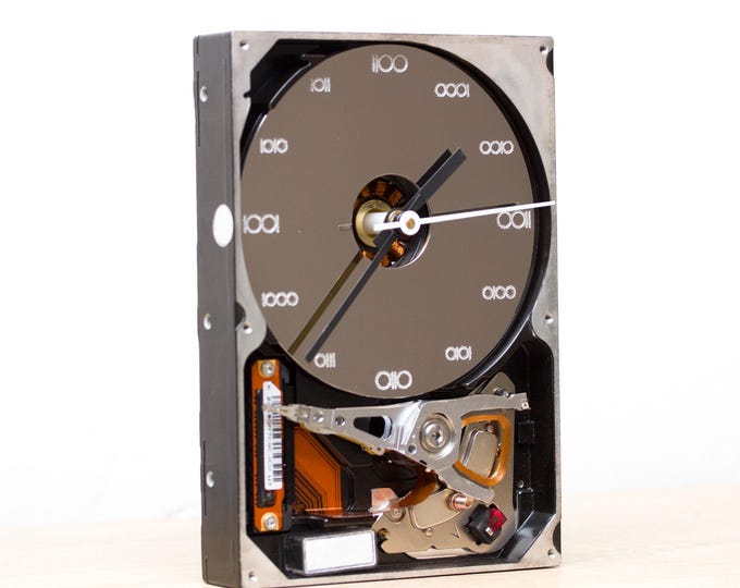 Desk Clock - Recycled Computer Hard Drive Clock, HDD Clock, Gift for ...