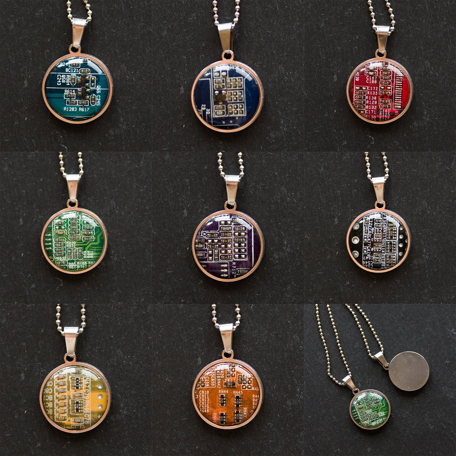 REAL Circuit Board Necklace, 18mm Round, Gift for Computer Nerd ...