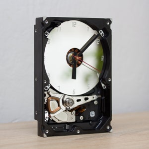 Desk Clock Made With Recycled Computer Hard Drive, HDD Clock, Gift for ...