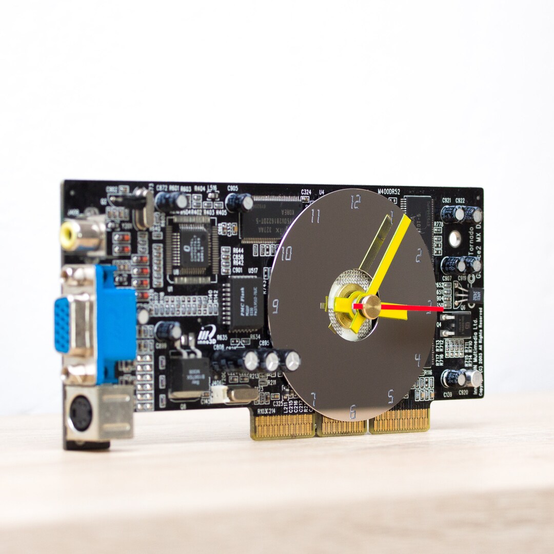 Desk Clock - Recycled Slim Graphics Card Clock, Unique Office Clock ...