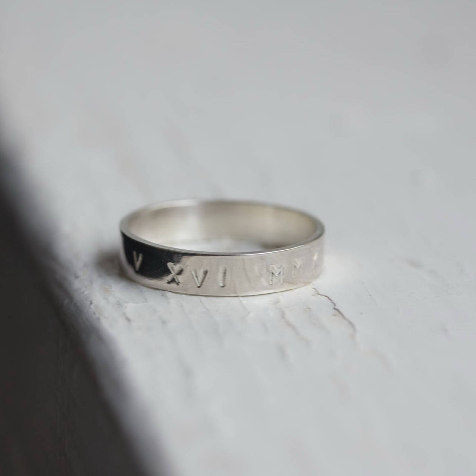 Custom Roman Numeral Ring - Hand Stamped Sterling Silver Ring - Etsy