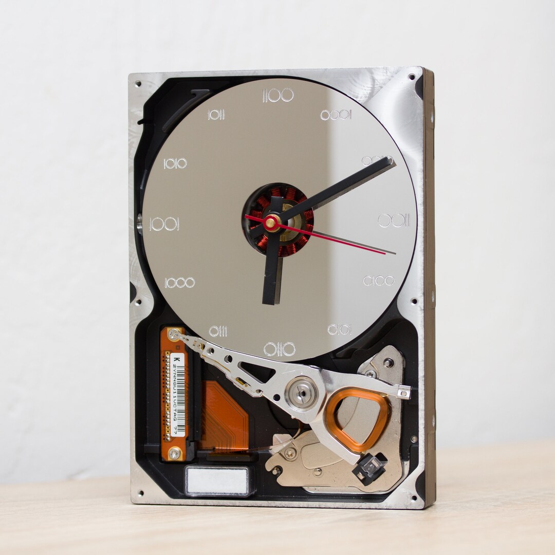 Desk Clock Made With Recycled Computer Hard Drive, HDD Clock, Gift for ...