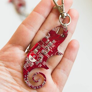 Circuit Board Chameleon Lizard Brooch, Keychain or Bag Tag Recycled ...