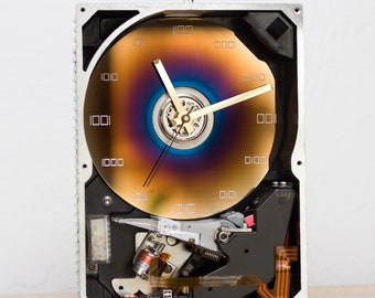 Desk Clock Recycled Computer Hard Drive Clock, HDD Clock, Gift for Dad ...