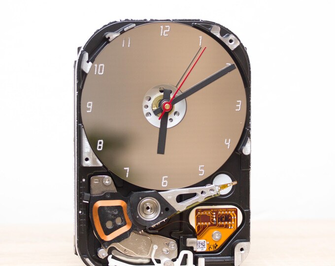 Desk Clock Made With Recycled Computer Hard Drive, HDD Clock, Gift for ...