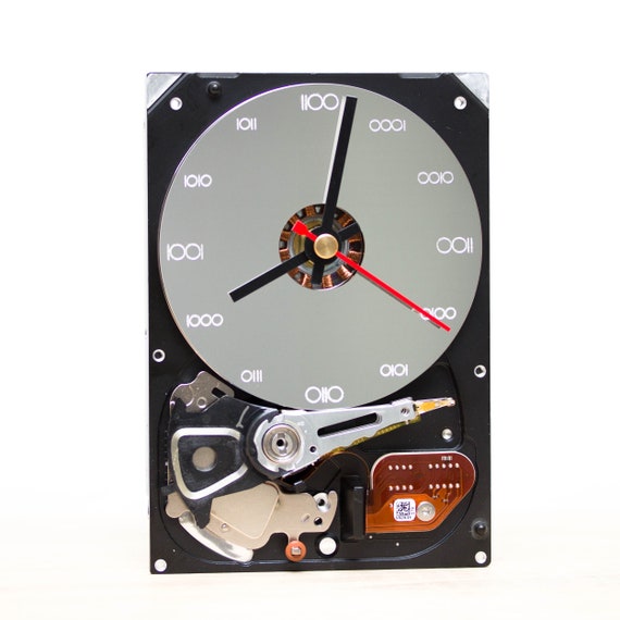 Desk clock made with recycled Computer hard drive clock HDD | Etsy