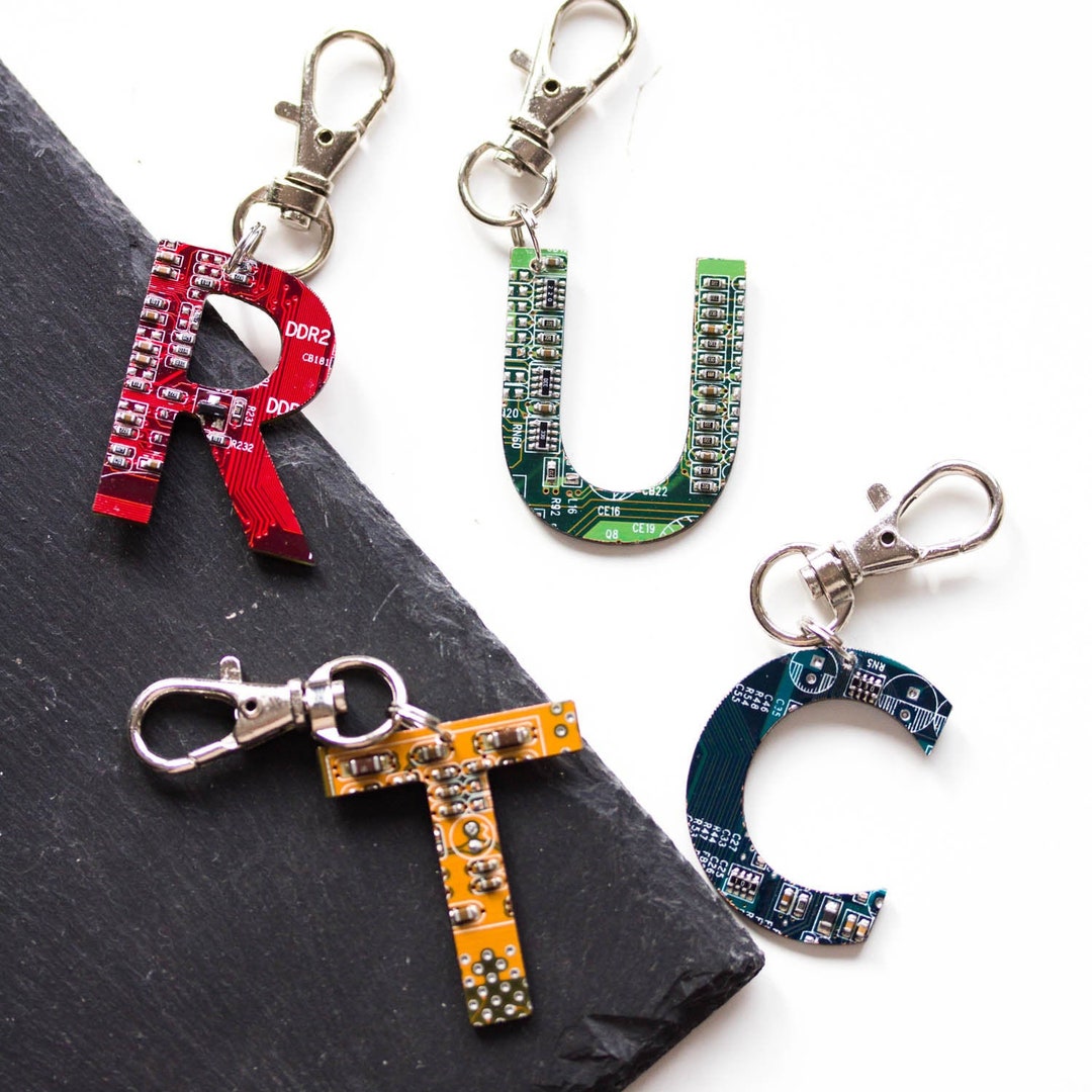 Personalized Keychain - Recycled Circuit Board Keychain, Bag Tag or ...