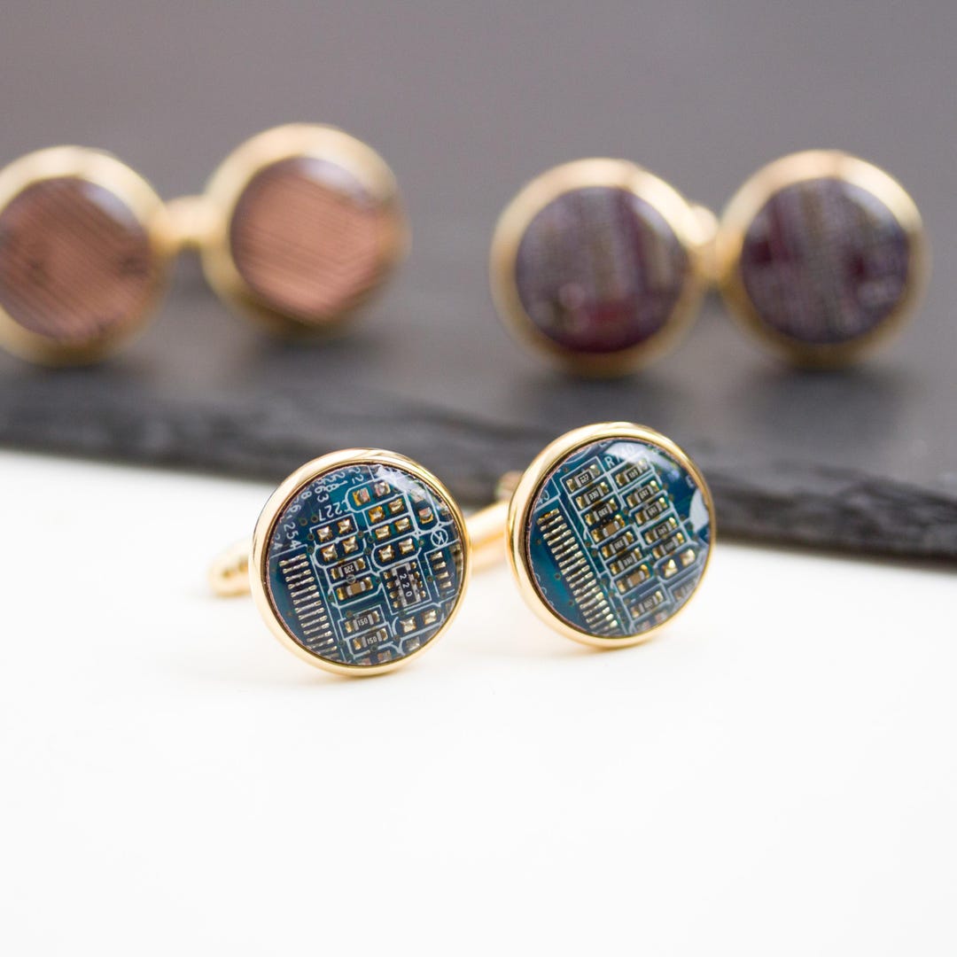 Cufflinks for Groomsmen, Circuit Board Cufflinks, Wedding Cuff Links, Stainless Steel, 16mm ...