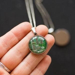 REAL Circuit Board Necklace, 18mm Round, Gift for Computer Nerd ...