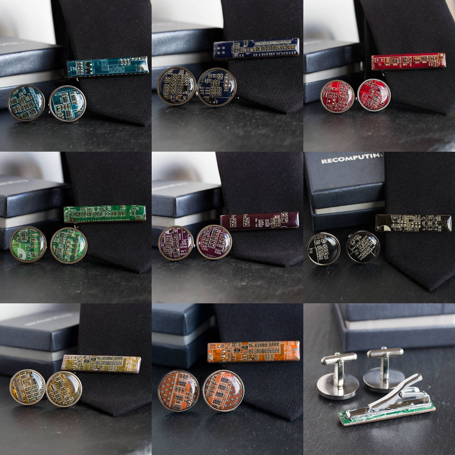 Cufflinks and Tie Clip Set Unique Circuit Board Cufflinks and | Etsy