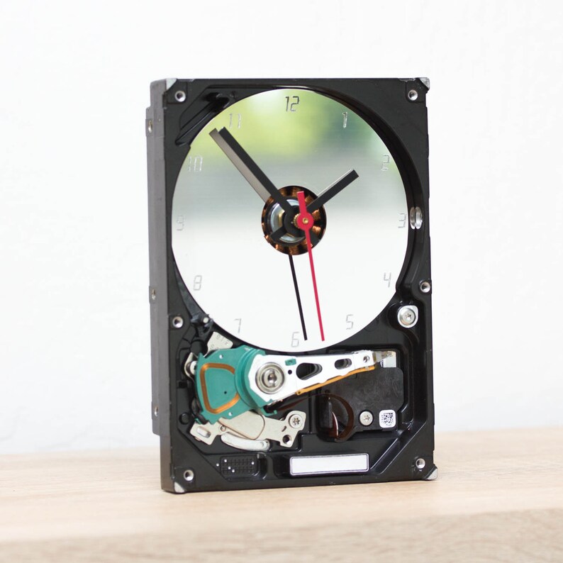 Desk clock made of a recycled Computer hard drive HDD clock | Etsy
