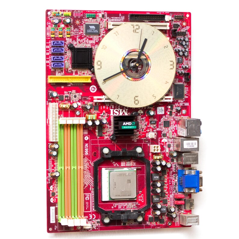 Unique Red Wall Clock, Recycled Computer Clock, Housewarming Gift, Red ...