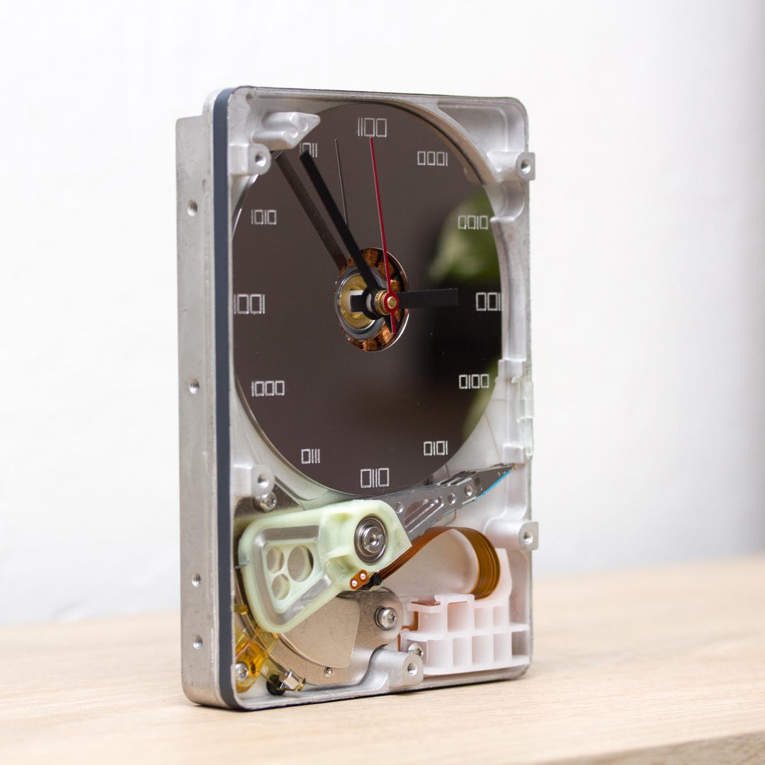 Desk Clock - Recycled Computer Hard Drive Clock, HDD Clock, Gift for ...