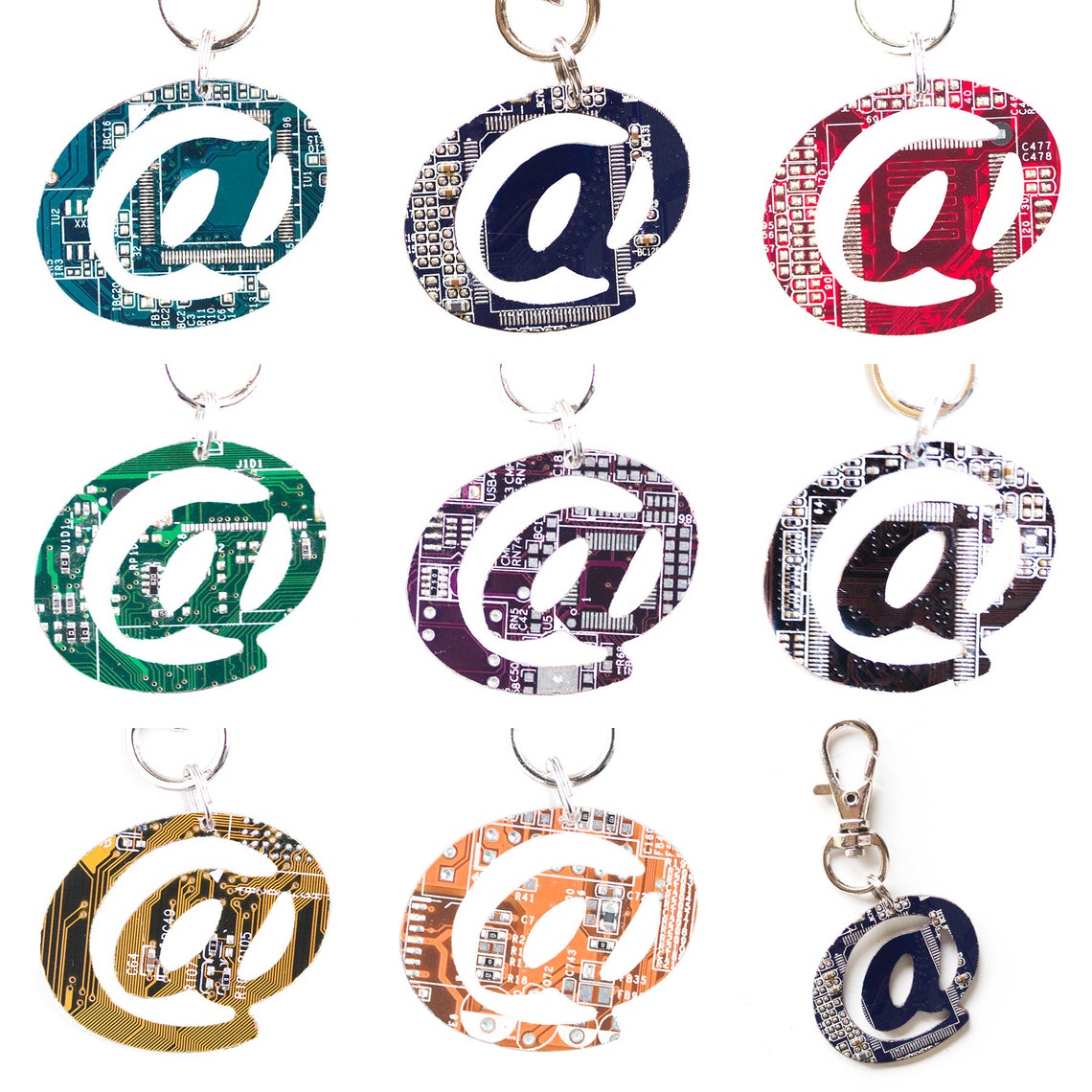 At Symbol Keychain Recycled Circuit Board Keychain Bag Tag | Etsy