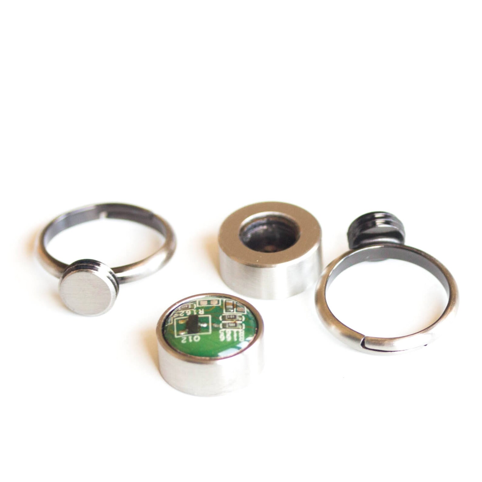 Ring With Interchangeable Buttons, Recycled Circuit Board Ring, Unisex ...