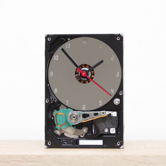 Desk clock made of a recycled Computer hard drive HDD clock | Etsy