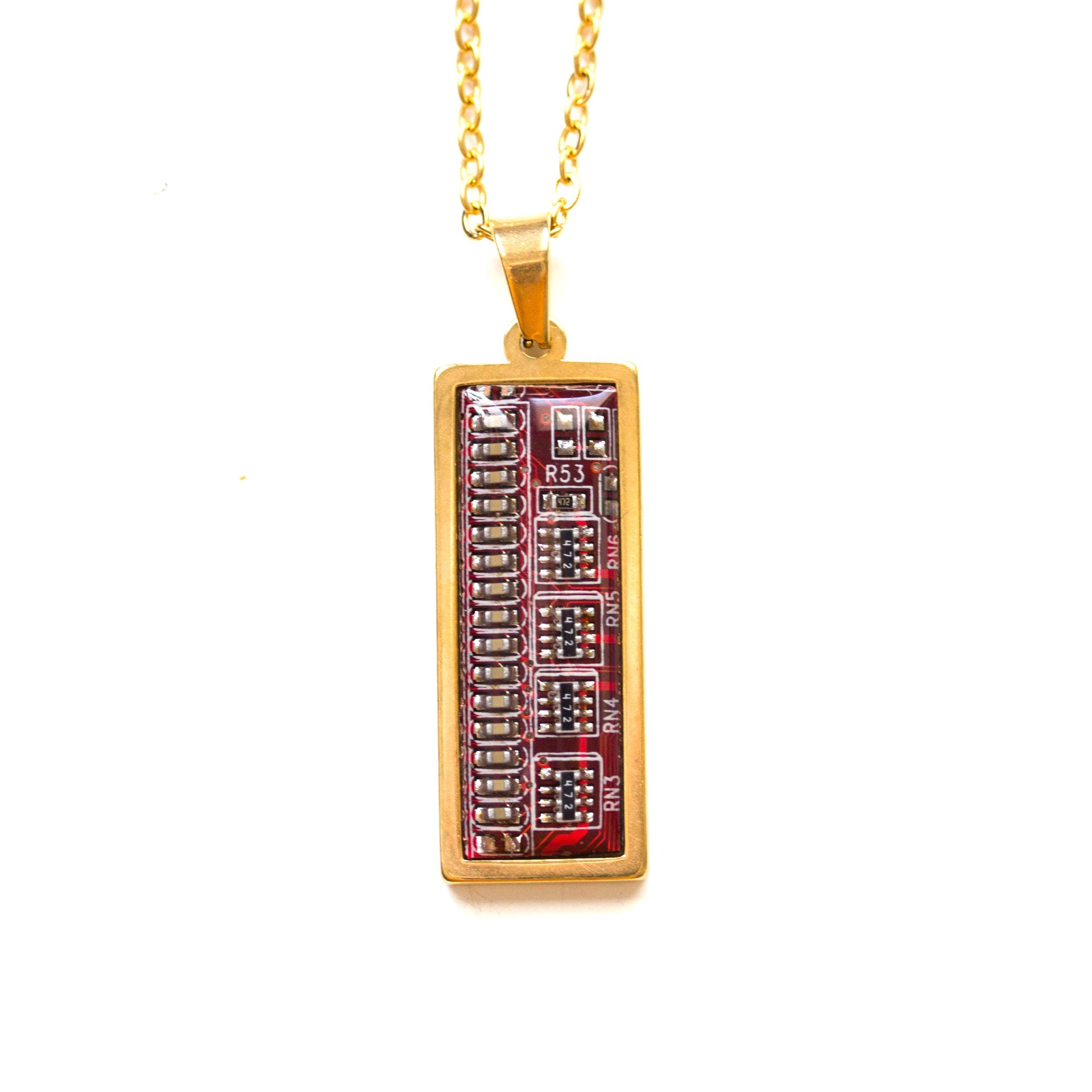 REAL Circuit Board Necklace, Small Rectangle, Gift for Computer Nerd ...