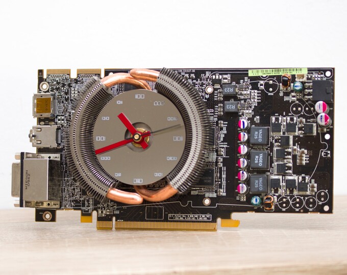 Desk Clock for Geeky Office Recycled Black Graphics Card - Etsy
