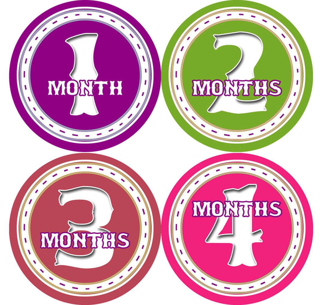 Baby Monthly Stickers 1 to 12 Months - Month to Month Baby Stickers ...