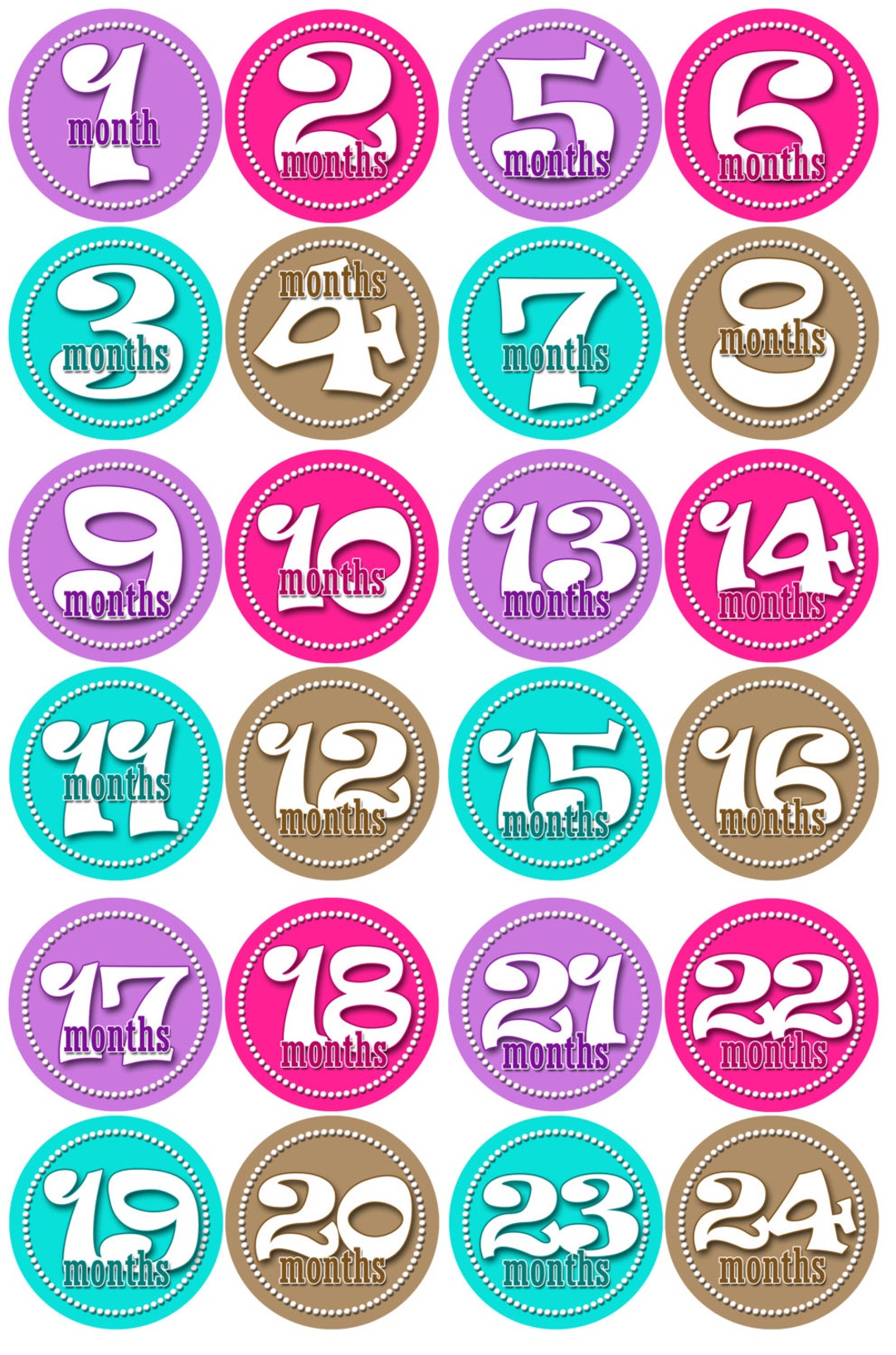 Month to Month Baby Stickers Baby Monthly Stickers 1 to 24 Months ...