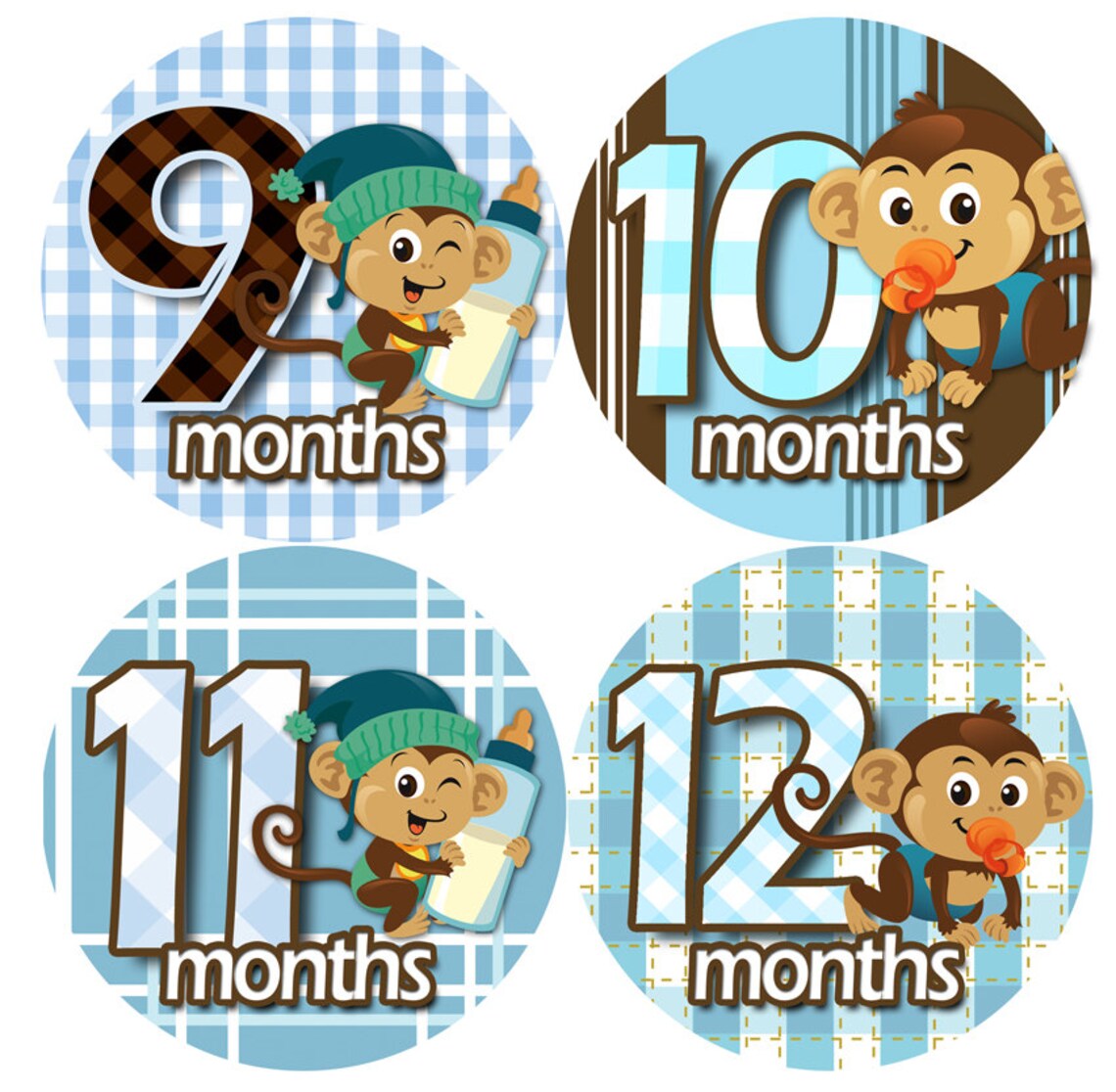 Month to Month Baby Stickers Baby Monthly Stickers 1 to 12 - Etsy