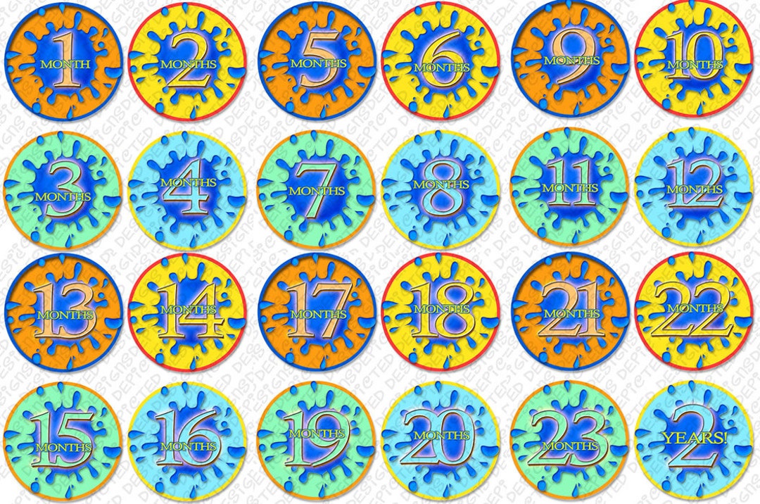 Month to Month Baby Stickers Baby Monthly Stickers 1 to 24 - Etsy