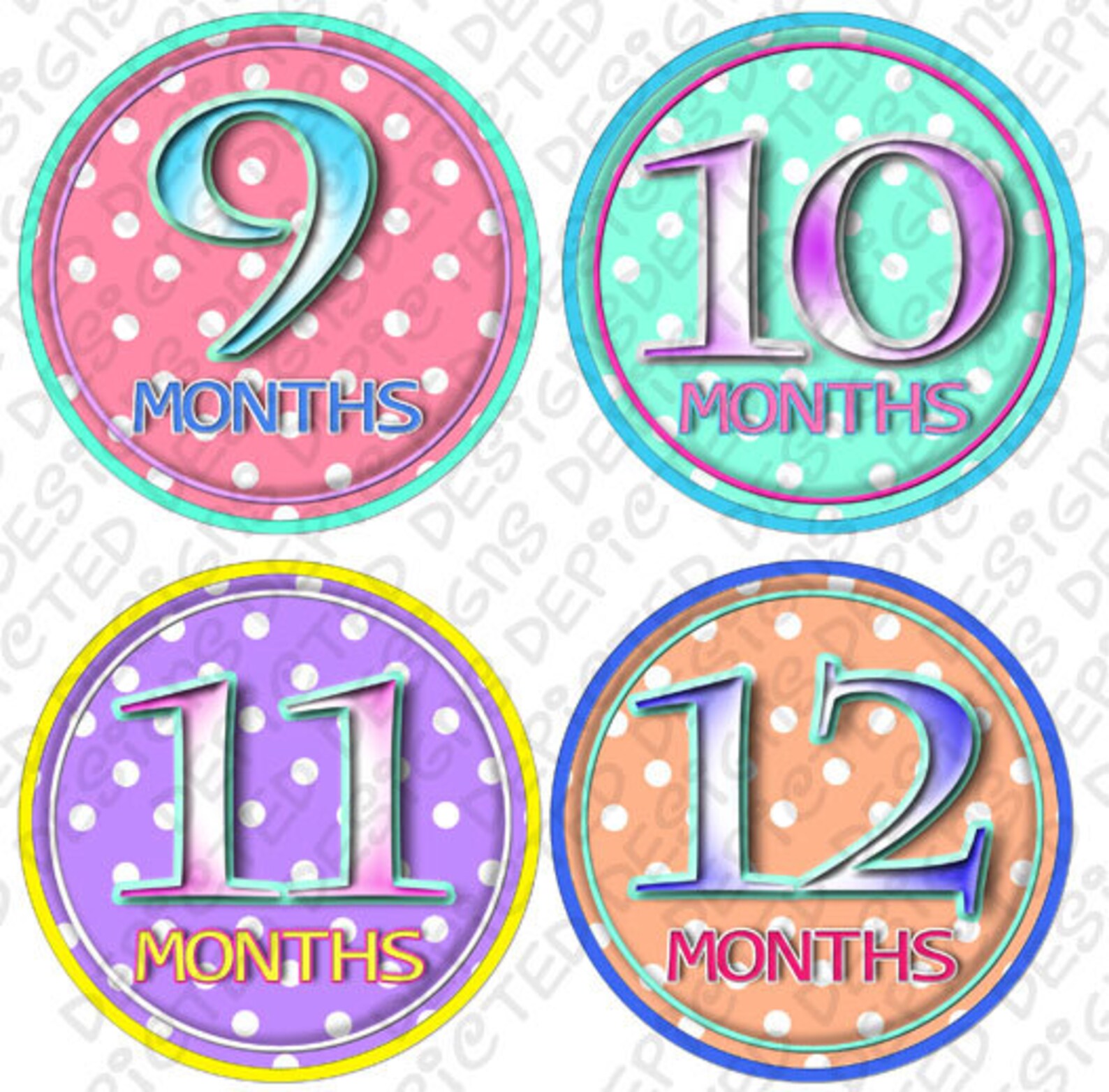 Month to Month Baby Stickers Baby Monthly Stickers 1 to 12 | Etsy