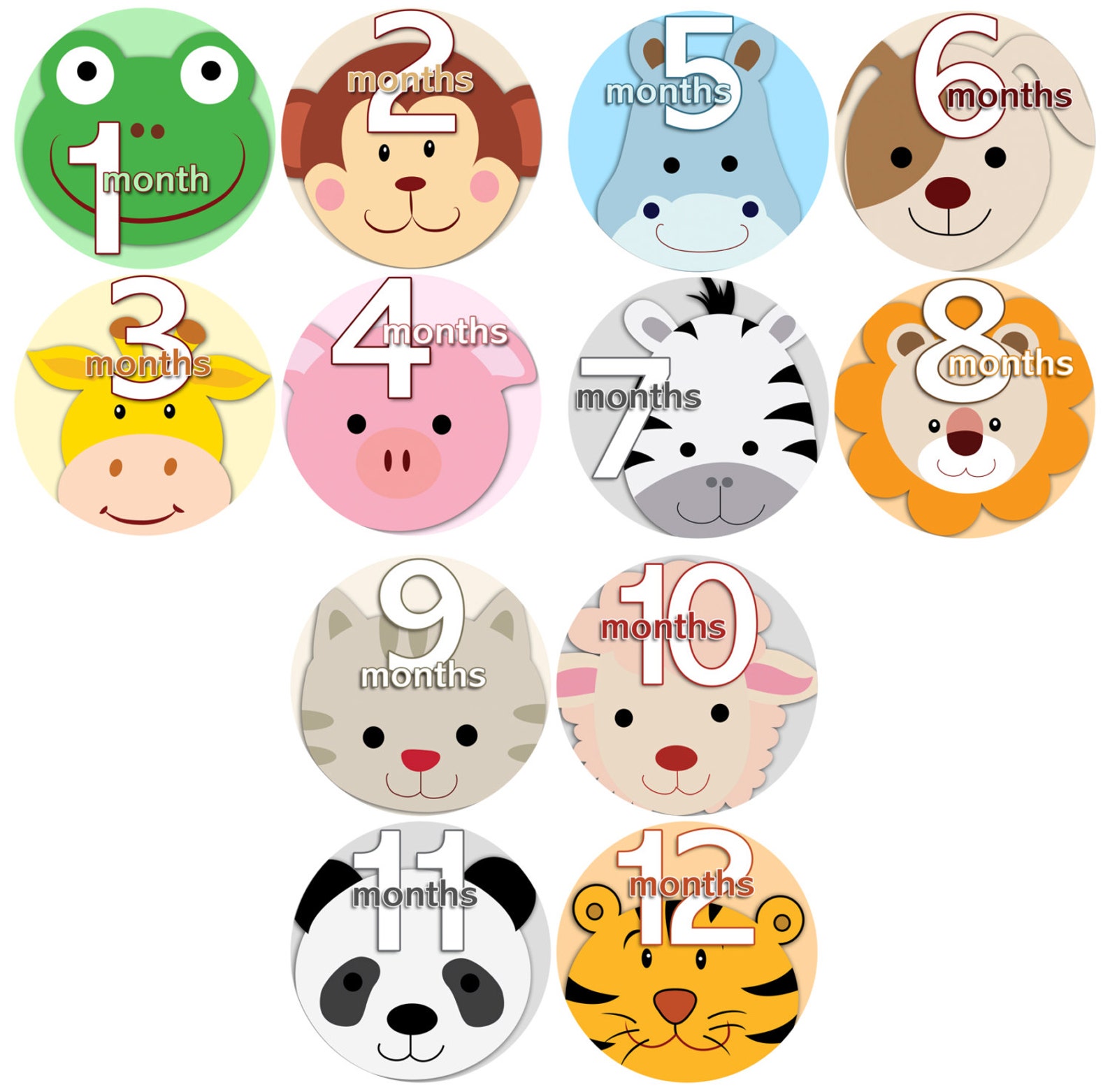 Month to month baby stickers Baby monthly stickers 1 to 12 | Etsy